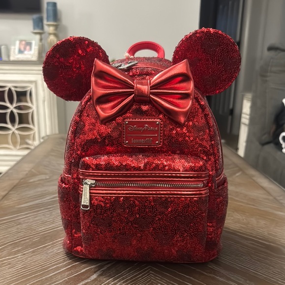 Loungefly | Bags | Loungefly Red Minnie Mouse Velvet Backpack | Poshmark